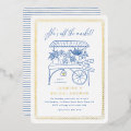 Whimsical Hand Drawn Flower Market Bridal Shower Foil Invitation | Zazzle