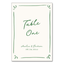 Whimsical Hand Drawn Green Table Card | Zazzle
