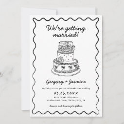 Whimsical Hand Drawn Handwritten QR Code Wedding Invitation | Zazzle