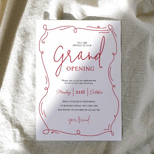 Whimsical Hand Drawn Modern Grand Opening Business Invitation | Zazzle