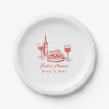 Whimsical Hand Drawn Pizza Wine Wedding Paper Plates | Zazzle