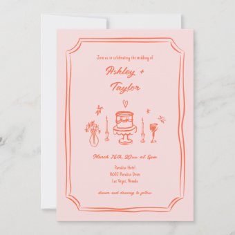 Whimsical Hand Drawn Quirky Fun Wedding Invitation | Zazzle