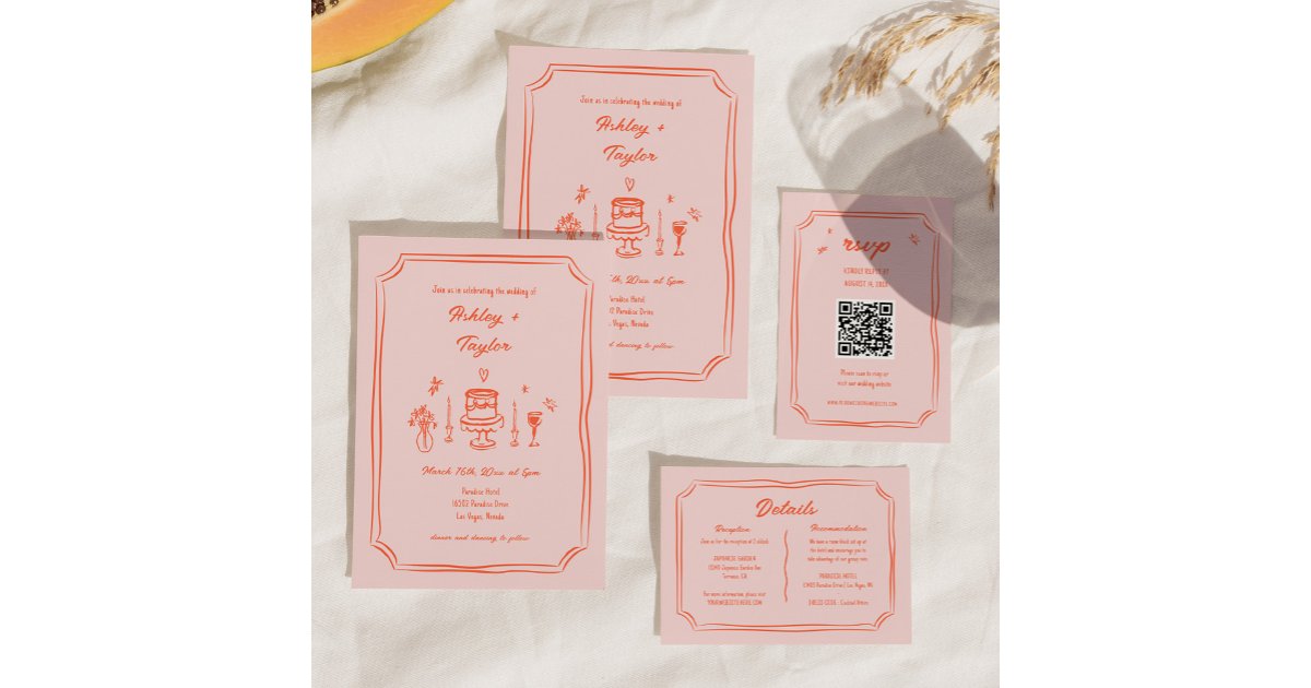 Whimsical Hand Drawn Quirky Fun Wedding Invitation | Zazzle