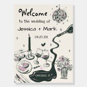 Whimsical Hand Drawn Retro Wedding Welcome Sign | Zazzle