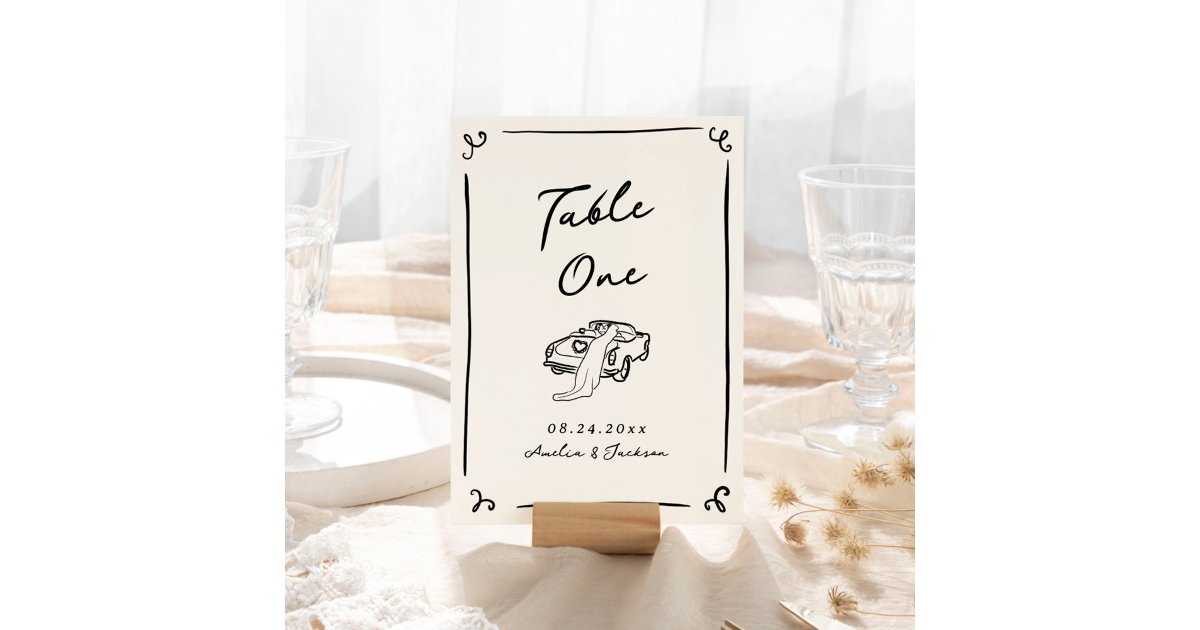Whimsical Hand Drawn Table Number | Zazzle