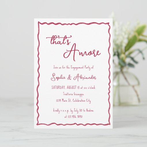 Whimsical Hand Drawn That's Amore Italy Engagement Invitation | Zazzle