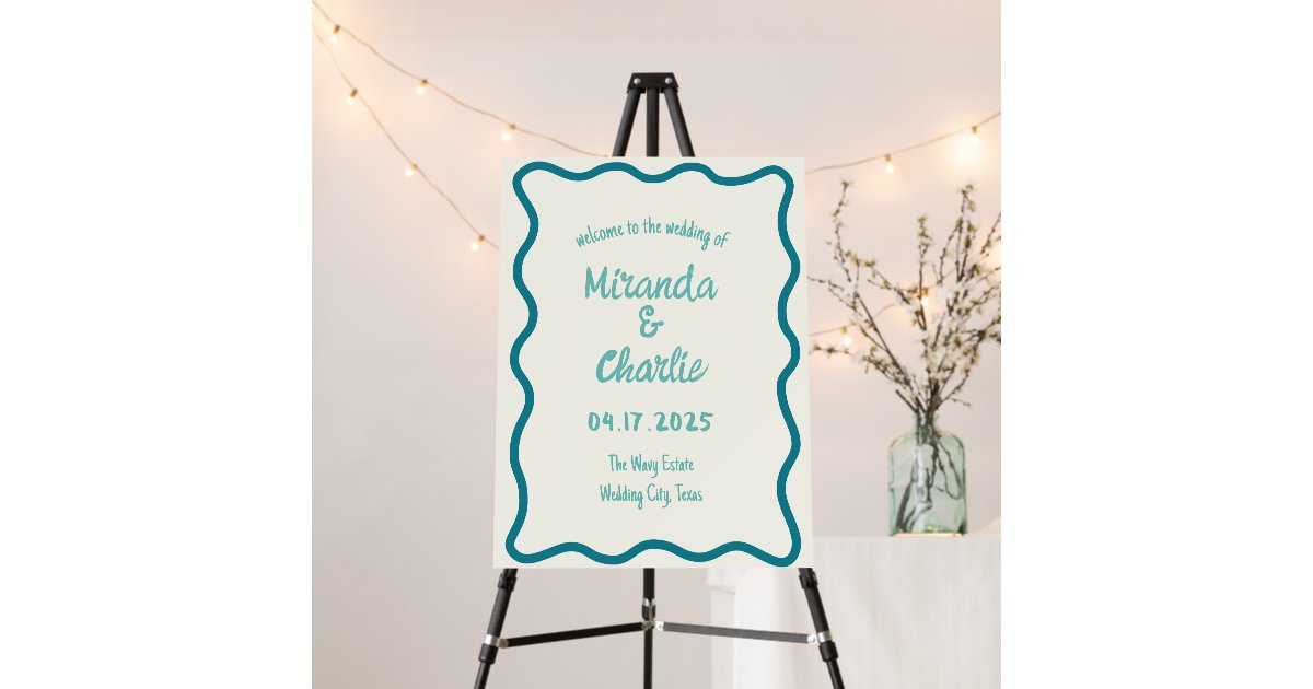 Whimsical Hand Drawn Wavy Border Welcome Sign | Zazzle