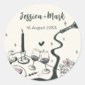 Whimsical Hand Drawn Wedding Classic Round Sticker | Zazzle