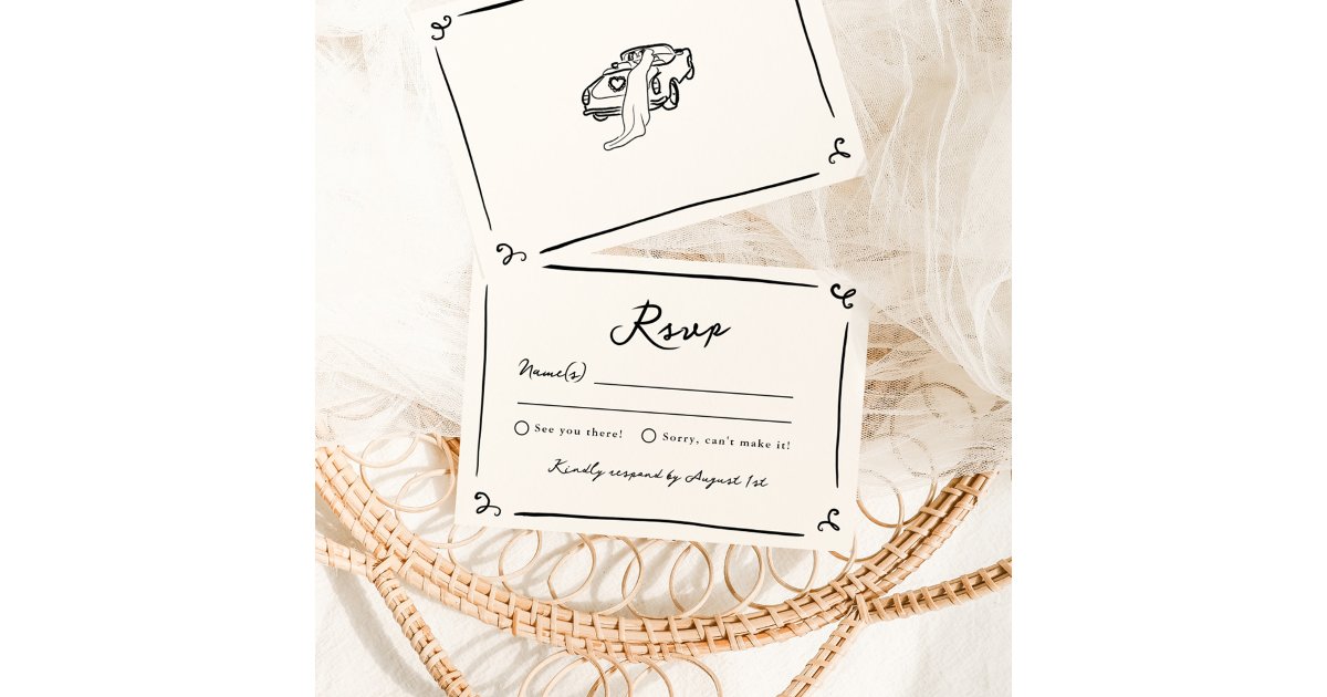 Whimsical Hand Drawn Wedding RSVP Invitation | Zazzle