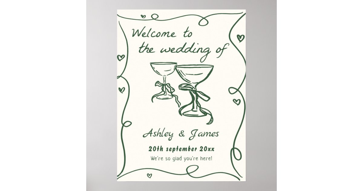 Whimsical Hand Drawn Wedding Welcome Sign | Zazzle