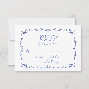 Whimsical Hand Lettered Illustrated Dinner Wedding RSVP Card | Zazzle