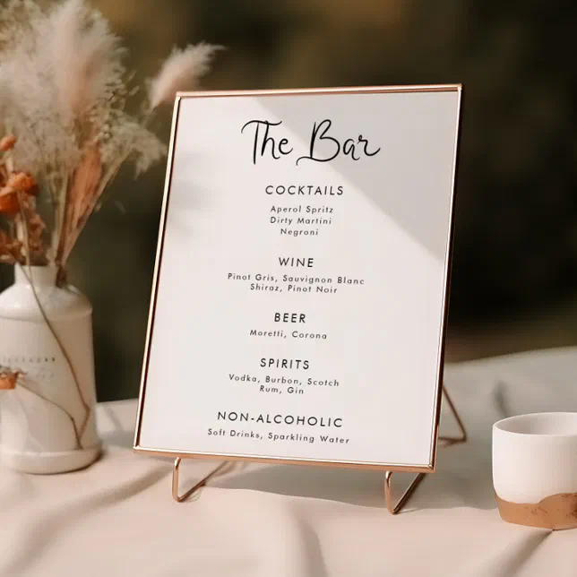 Whimsical Handwritten Bar Menu Poster | Zazzle