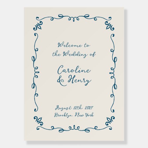 Whimsical Handwritten Illustrated Wedding Sign | Zazzle