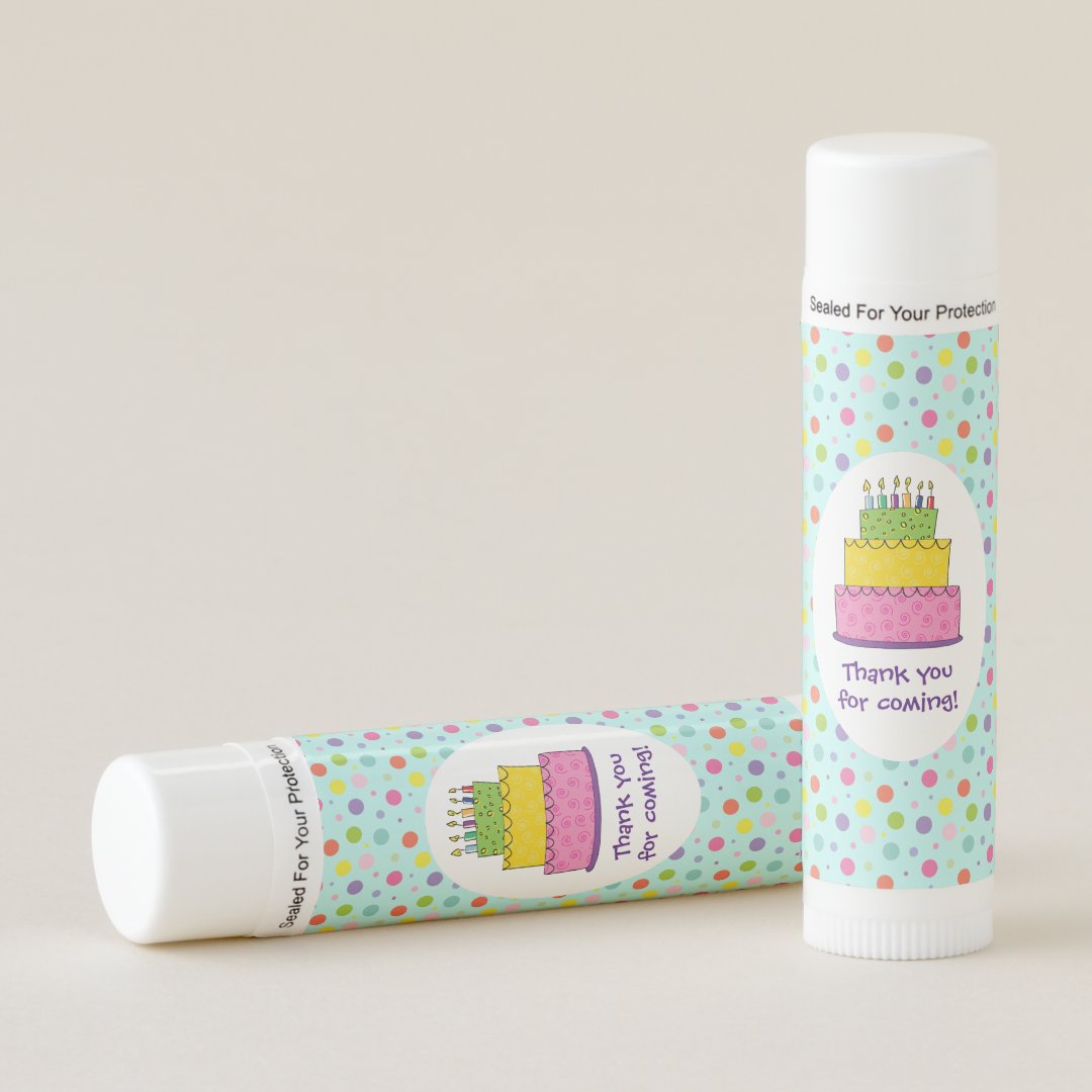 Whimsical Happy Birthday Cake Illustration Lip Balm | Zazzle