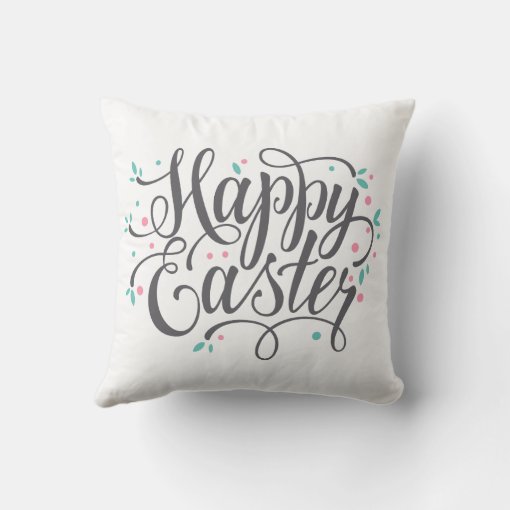 Whimsical Happy Easter Calligraphy | Throw Pillow | Zazzle