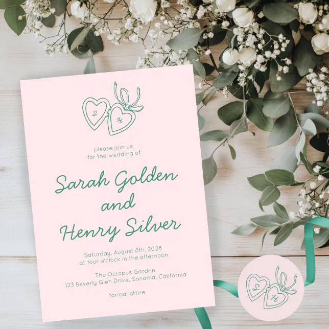 Whimsical Heart Locket Doodle Sketch Modern CUSTOM Classic Round ...