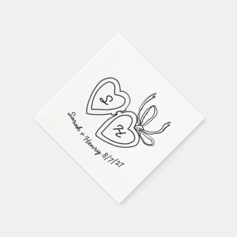 Whimsical Heart Locket Doodle Sketch Modern CUSTOM Napkins | Zazzle