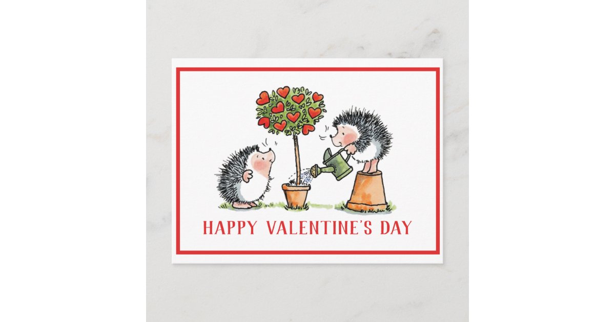 Whimsical Hedgehogs Valentine's Day Card | Zazzle