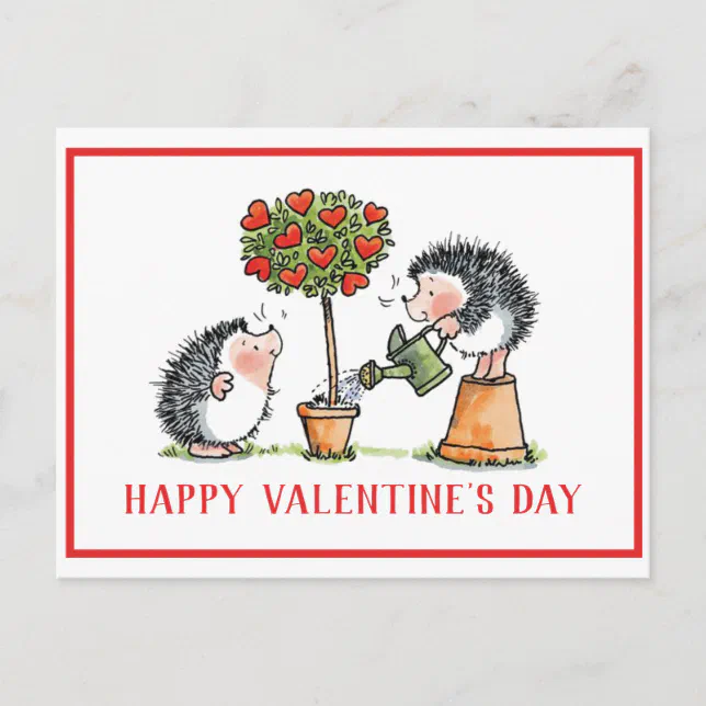 Whimsical Hedgehogs Valentine's Day Card | Zazzle