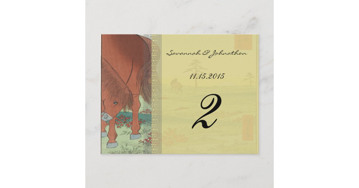 Whimsical Horse Wedding Table Number Cards | Zazzle