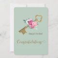 Whimsical House Key Congratulations New Home Chic Card | Zazzle