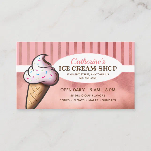 Whimsical Ice Cream Cone | Ice Cream Shop Business Card | Zazzle