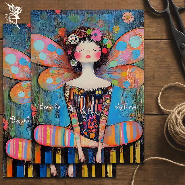 Whimsical Inspirational Fairy Doing Yoga Art Tissue Paper | Zazzle