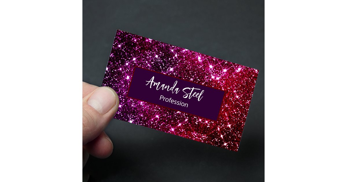 Whimsical iridescent pink Glitter monogram Business Card Magnet | Zazzle