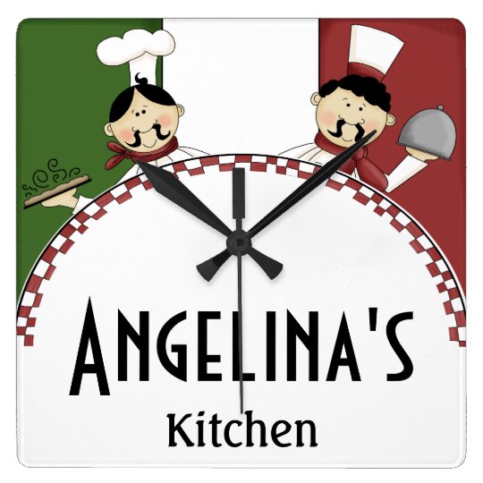 Whimsical Italian Chef Square Wall Clock | Zazzle.com