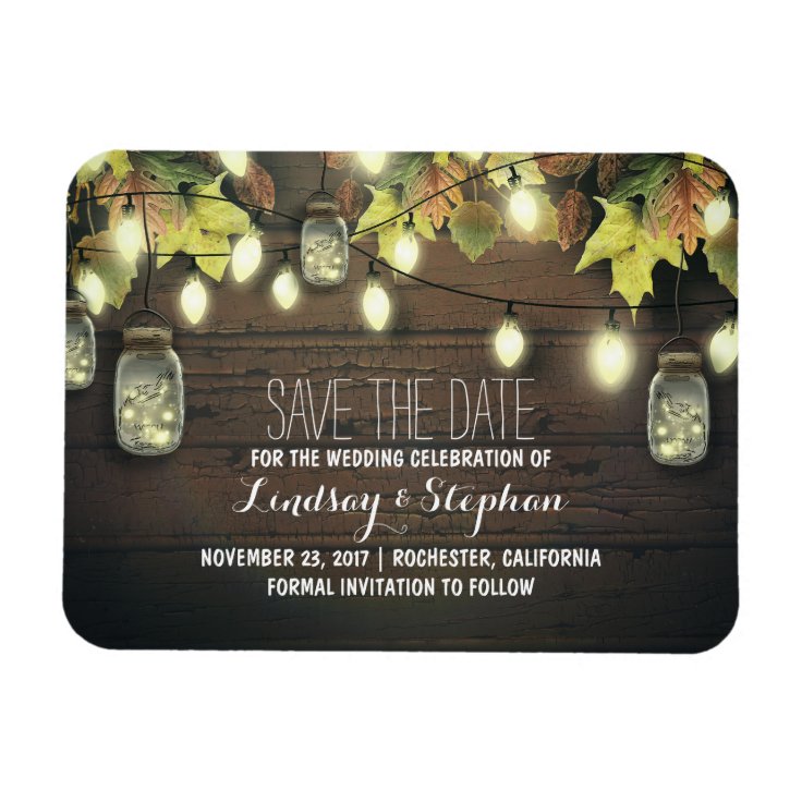 whimsical light fireflies mason jars save the date magnet | Zazzle