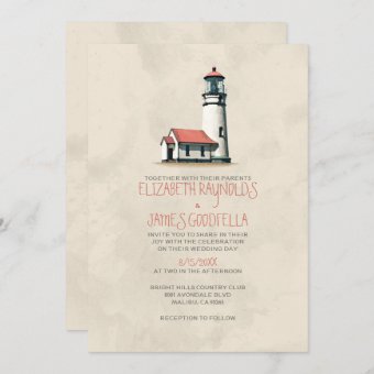 Whimsical Lighthouse Wedding Invitations | Zazzle