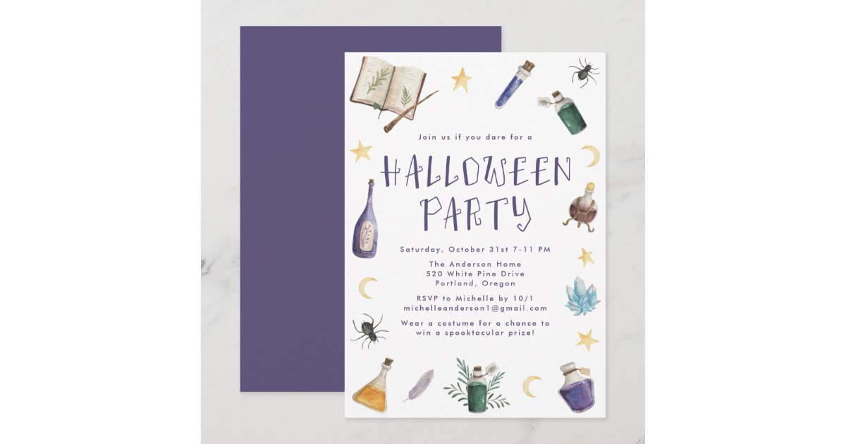 Whimsical Magic Potions Halloween Party Invitation | Zazzle