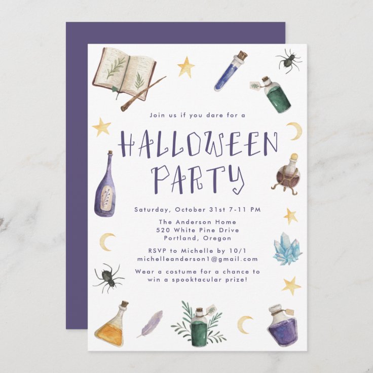 Whimsical Magic Potions Halloween Party Invitation | Zazzle