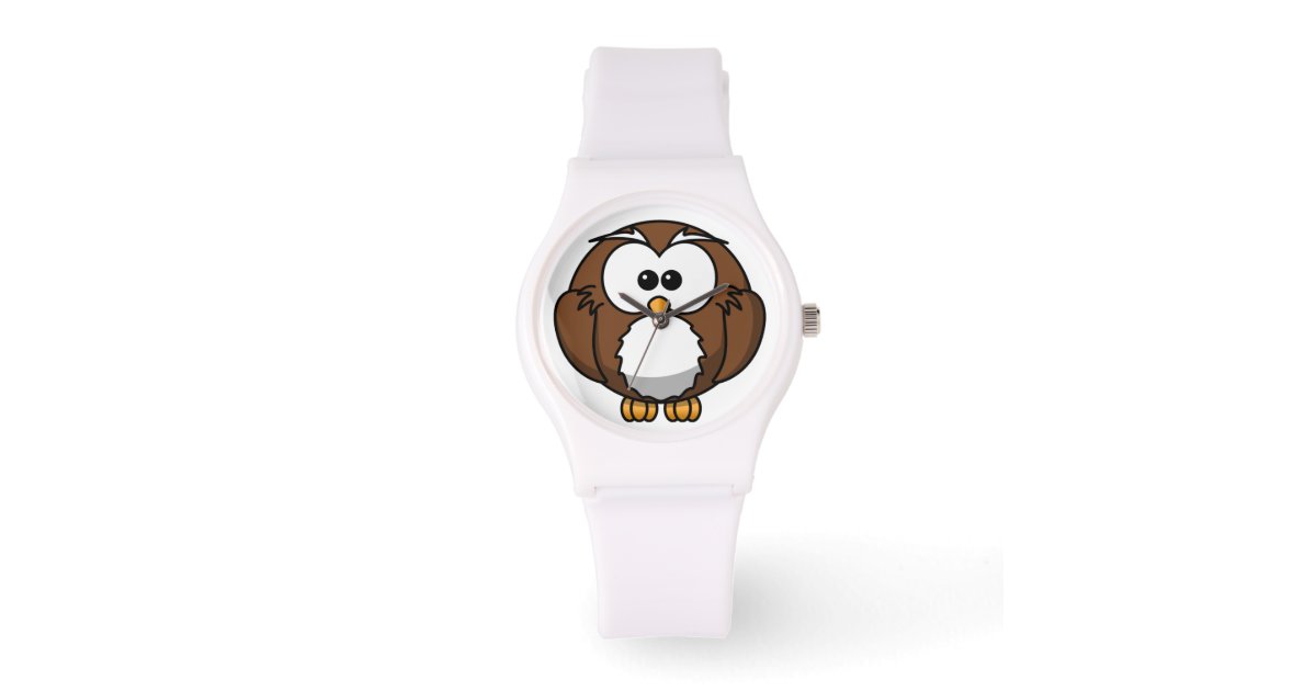 Whimsical meme Round Cartoon Owl Watch | Zazzle