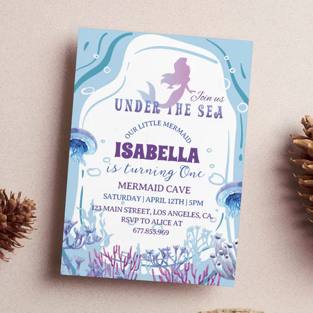 Whimsical Mermaid 1st Birthday Invitation | Zazzle