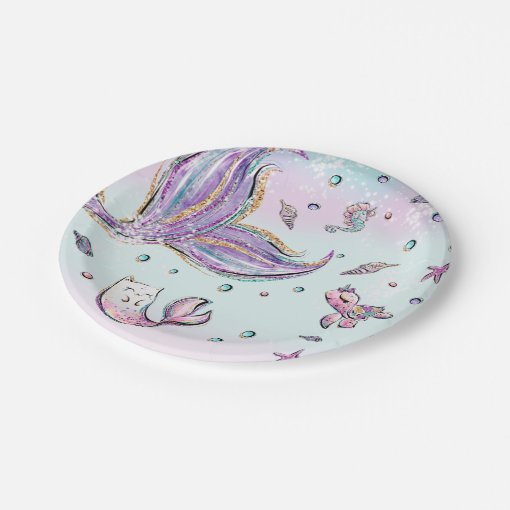 Whimsical Mermaid Under the Sea Mercat Birthday Paper Plates | Zazzle