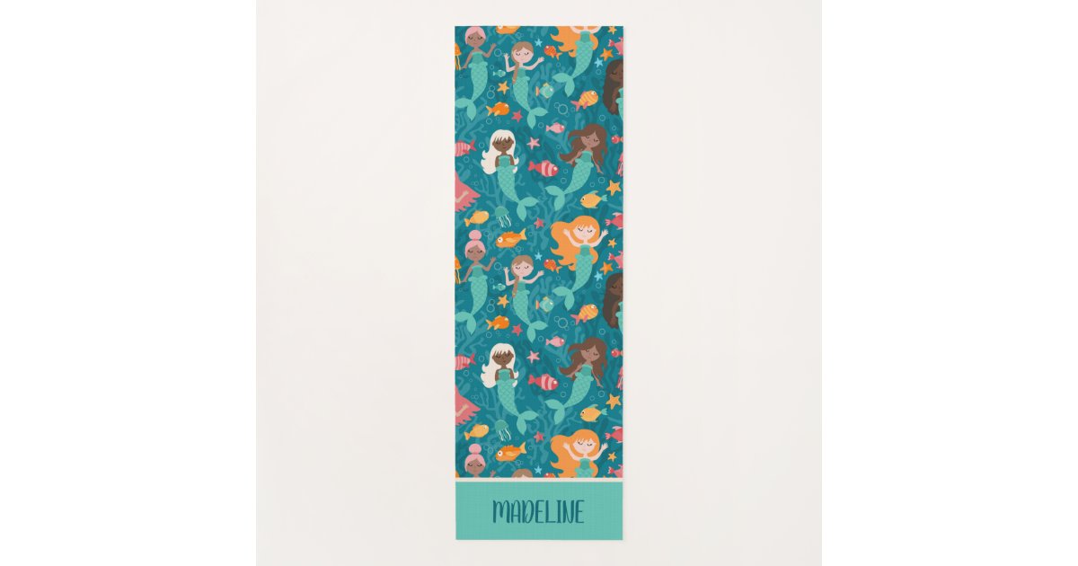 Whimsical Mermaids Under The Sea Teal Yoga Mat | Zazzle