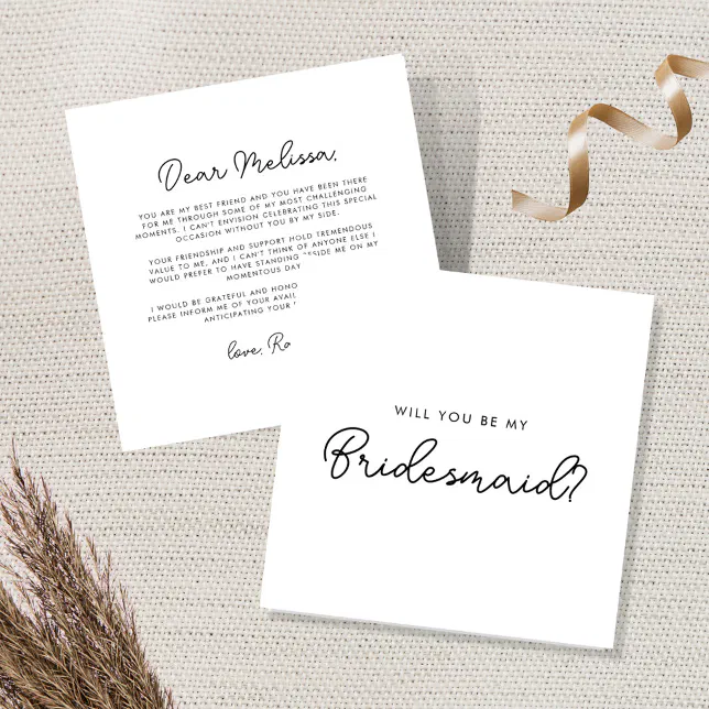 Whimsical Minimal Script Bridesmaid Proposal Card | Zazzle