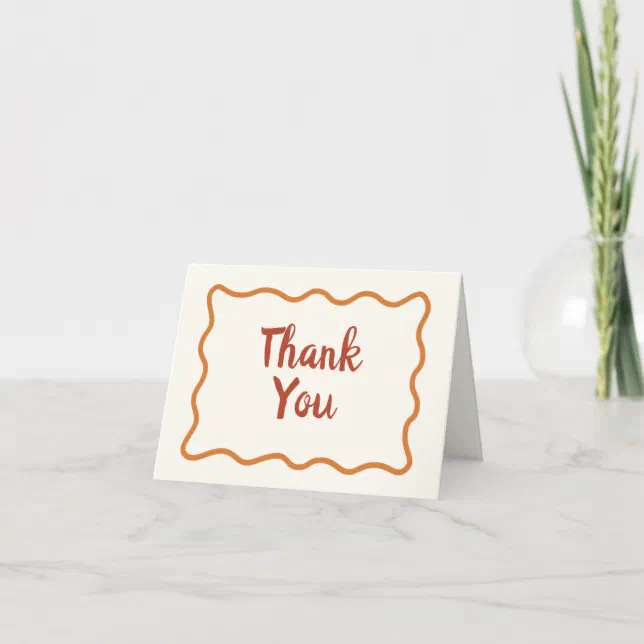 Whimsical Minimal Wavy Border Handwritten Simple Thank You Card | Zazzle