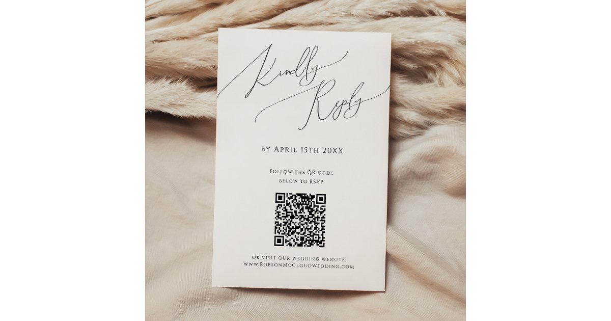 Whimsical Minimalist Script QR Code RSVP Card | Zazzle
