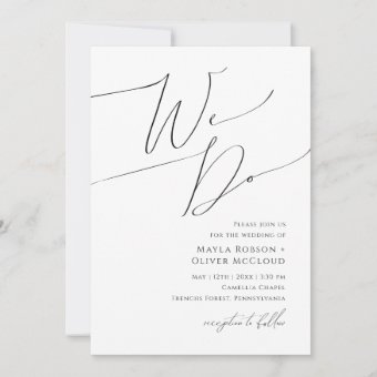 Whimsical Minimalist Script We Do Wedding Invitation | Zazzle