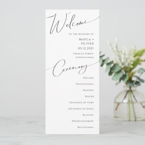 Whimsical Minimalist Script Wedding Program | Zazzle