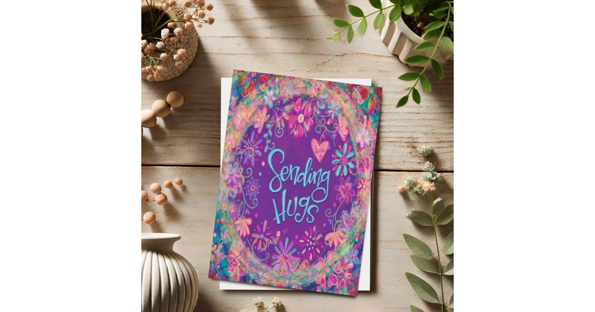 Whimsical Miss You Pretty Floral Inspirivity Card | Zazzle