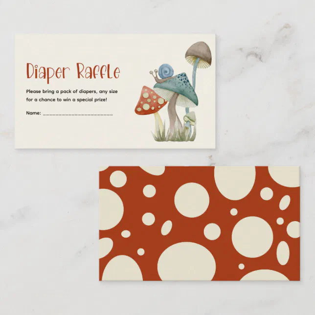 Whimsical Mushroom Baby Shower Diaper Raffle Enclosure Card | Zazzle