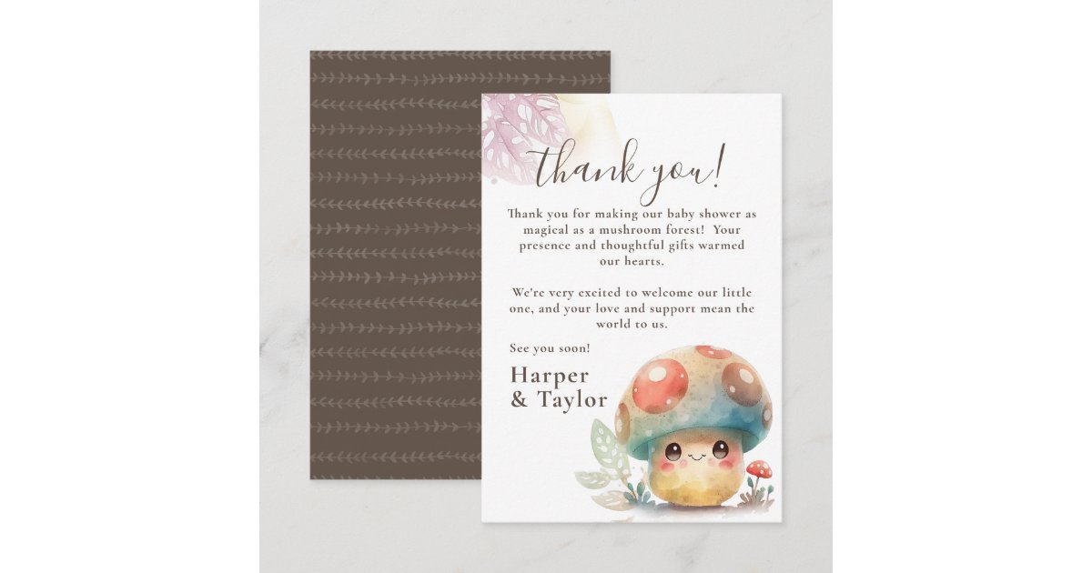 Whimsical Mushroom Thank You Card | Zazzle