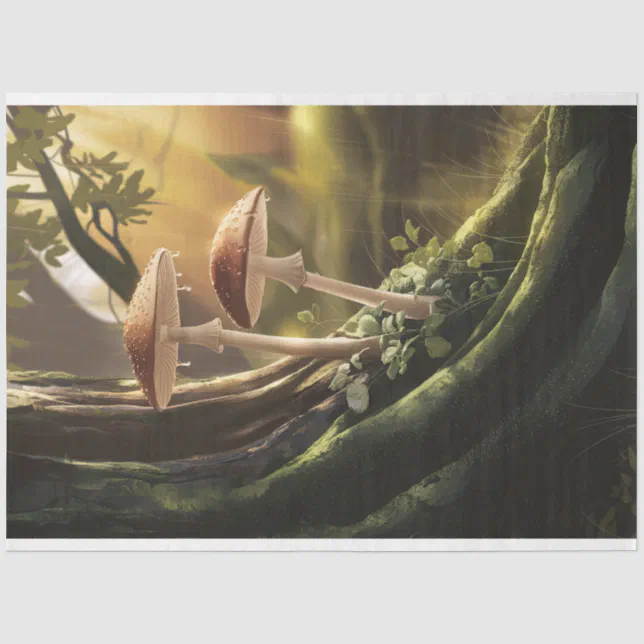 Whimsical Mushrooms on a Tree Decoupage Tissue Paper | Zazzle