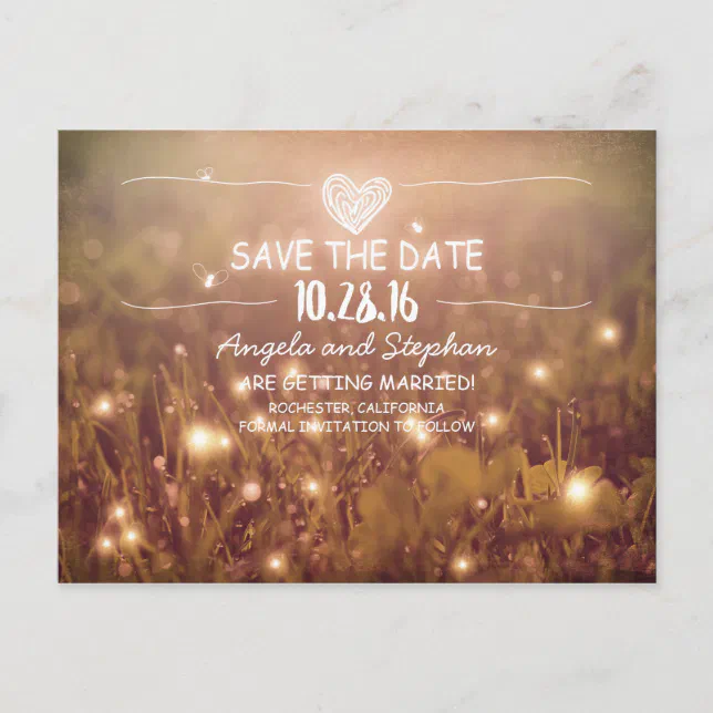 whimsical night lights save the date postcards | Zazzle