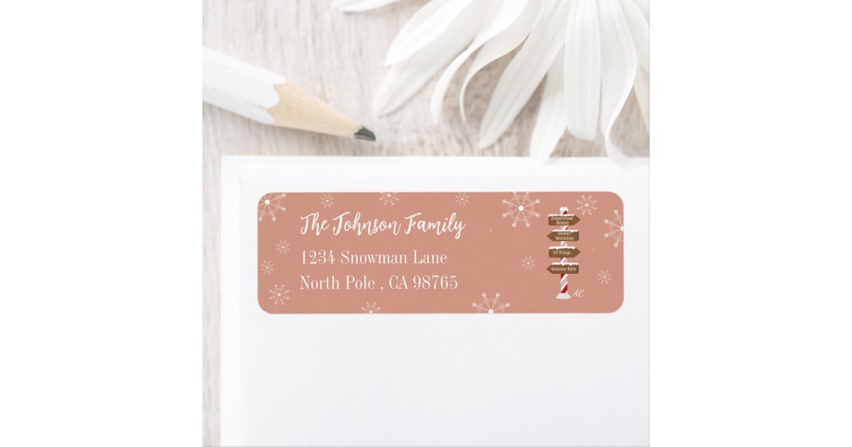 Whimsical North Pole Sign Return Address Labels | Zazzle