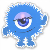 Whimsical One Eyed Blue Monster 4 x 4 Sticker | Zazzle