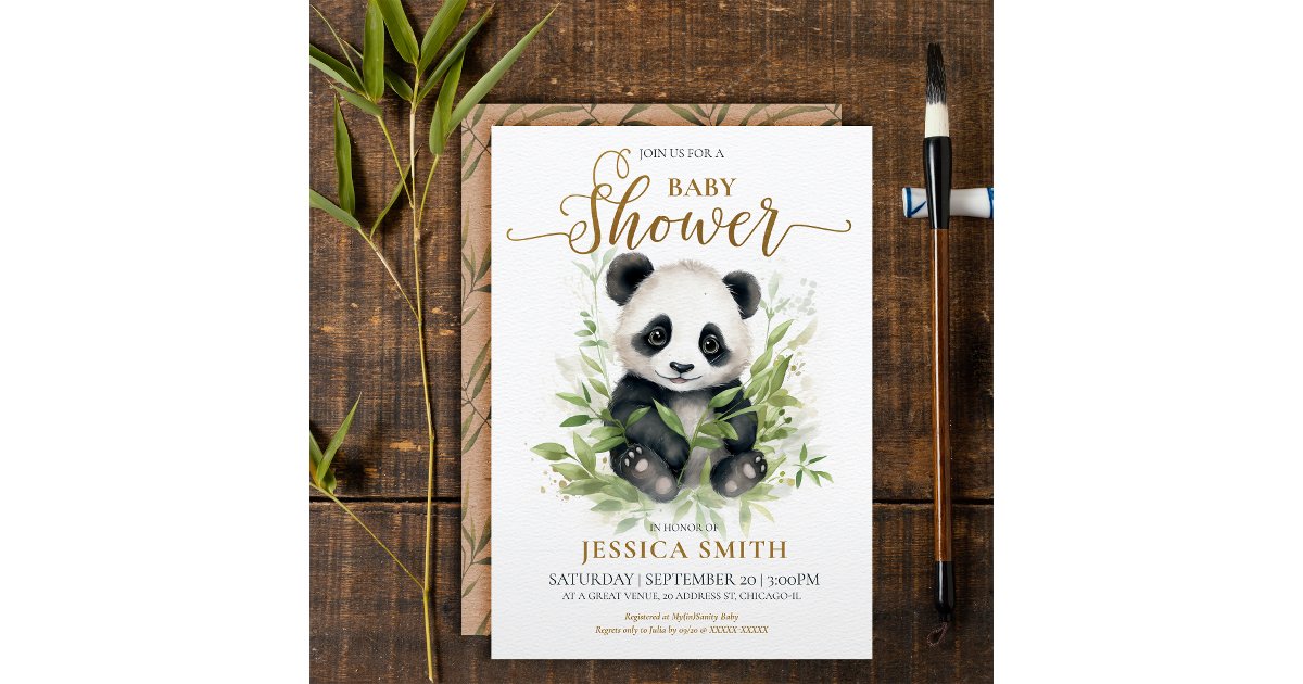 Whimsical Panda Baby Shower Invitation | Zazzle